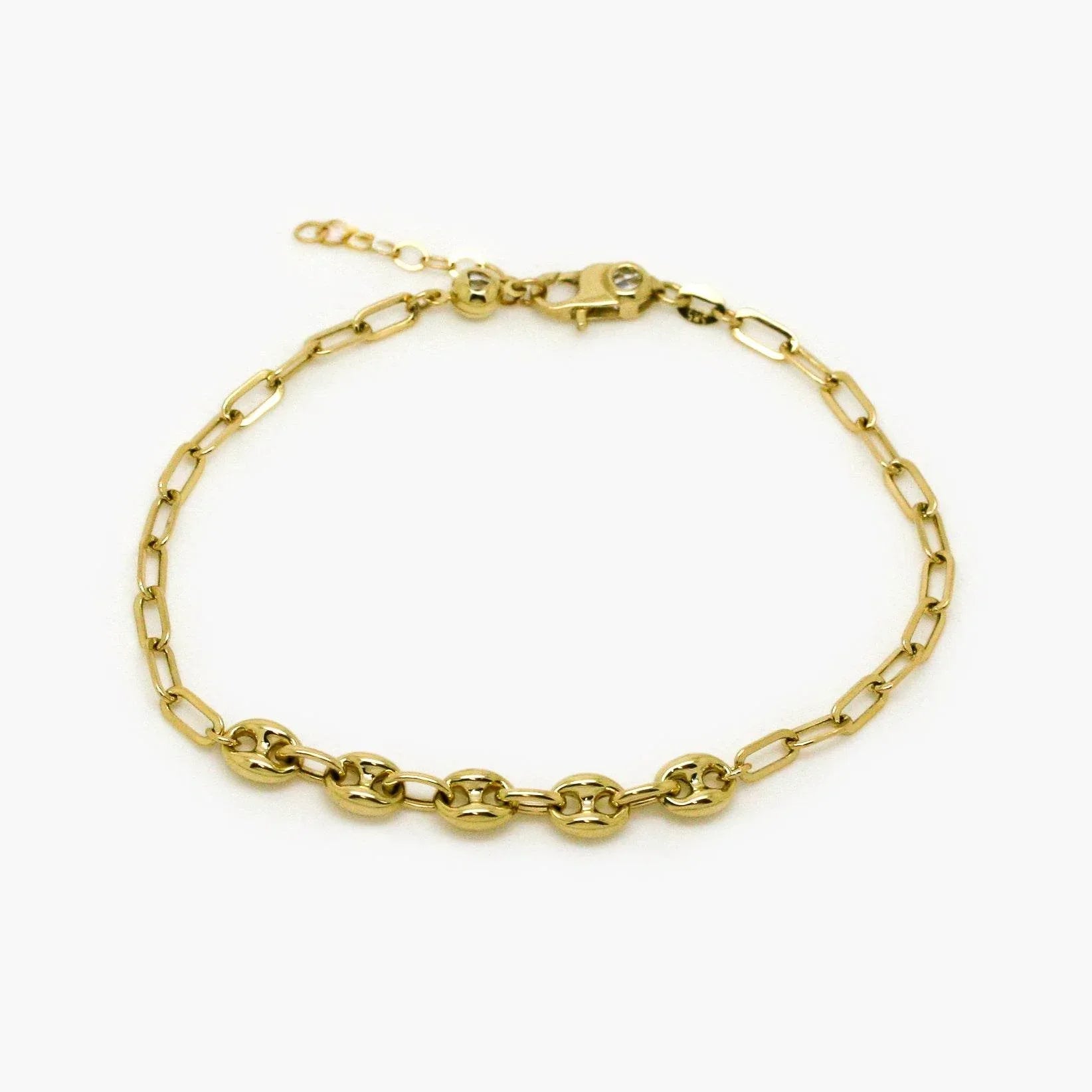 14ct Gold Mixed Link Chain Bracelet with Oval and Round Links – Jordans ...