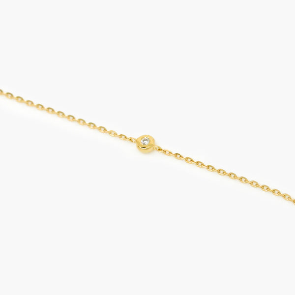 18ct Yellow Gold Diamond Chain Necklace | 0.095ct Diamond | 16-18 Inch ...